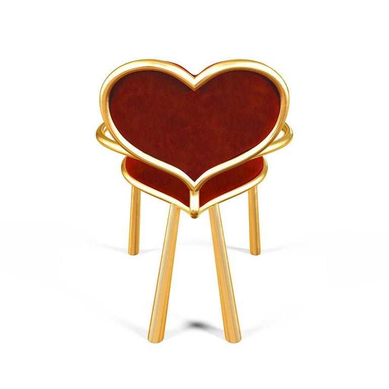 Bronze Heart Chair With Red Mohair Upholstery For Sale at 1stDibs ...