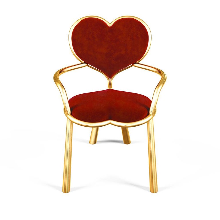 Bronze Heart Chair With Red Mohair Upholstery For Sale at 1stDibs ...