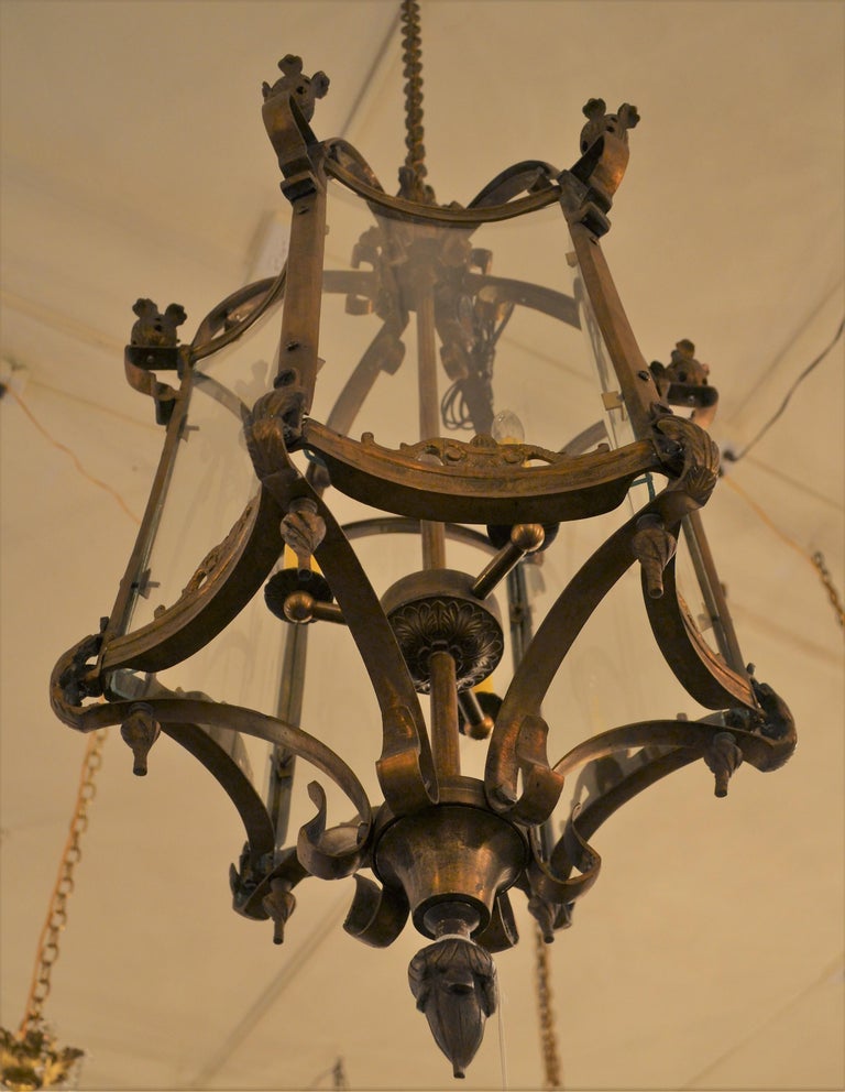Bronze Hexagonal Hall Lantern For Sale at 1stDibs