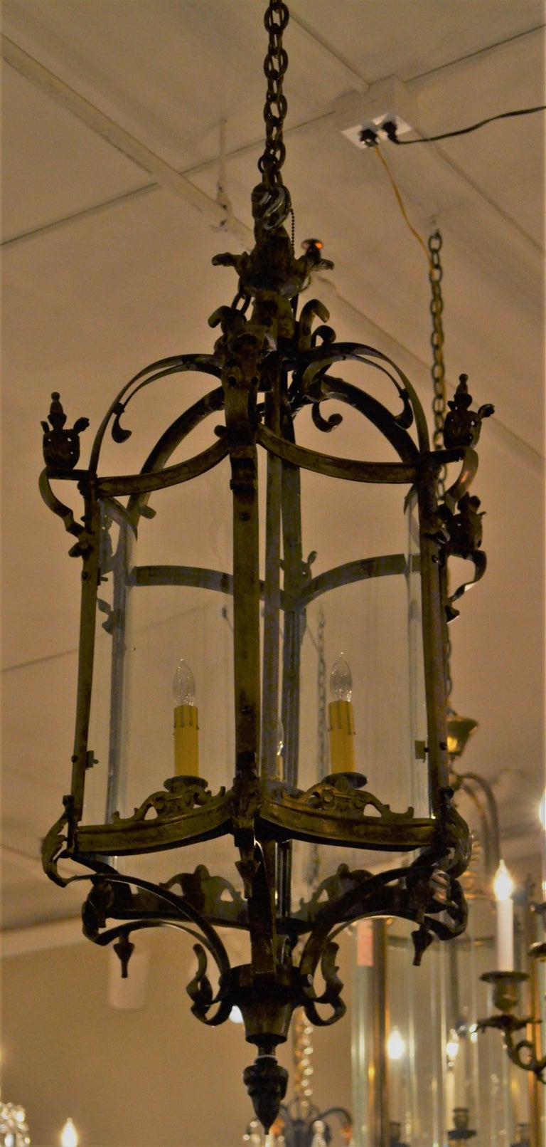 Bronze Hexagonal Hall Lantern For Sale at 1stDibs