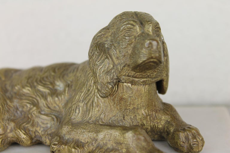 Bronze Irish Setter Dog Inkwell on Marble Base, Art Deco, 1930s For ...
