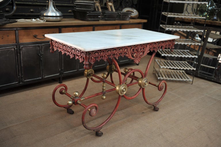 Bronze Iron and Marble Butcher's Table circa 1900 For Sale at 1stDibs