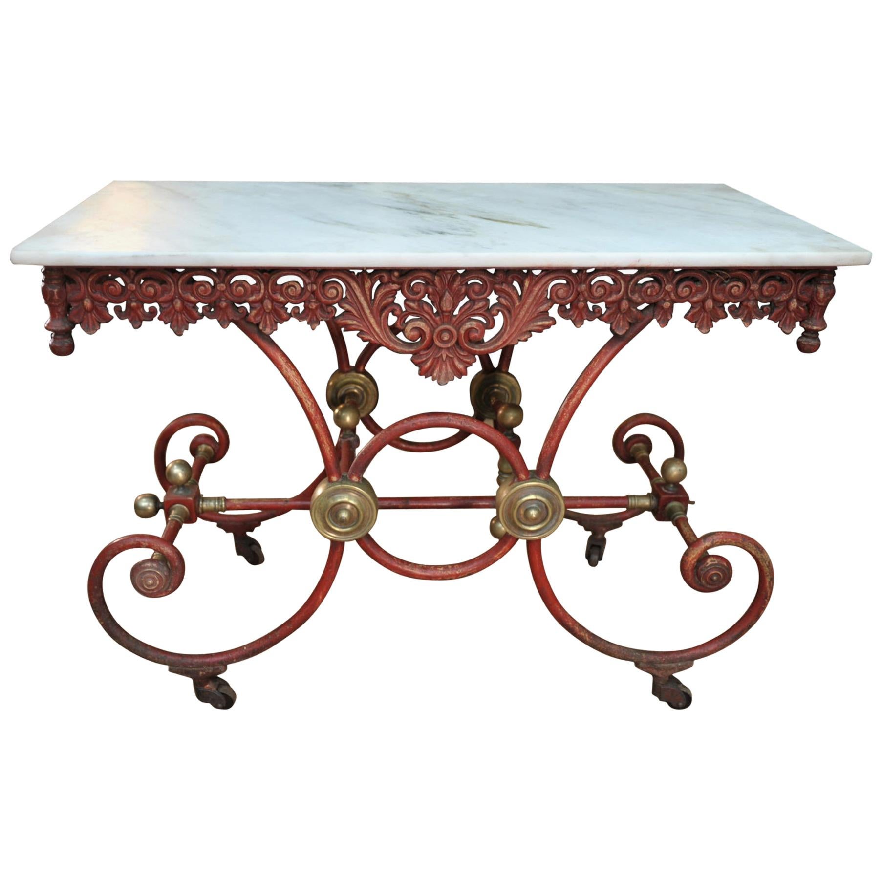 Bronze Iron and Marble Butcher's Table circa 1900 For Sale at 1stDibs