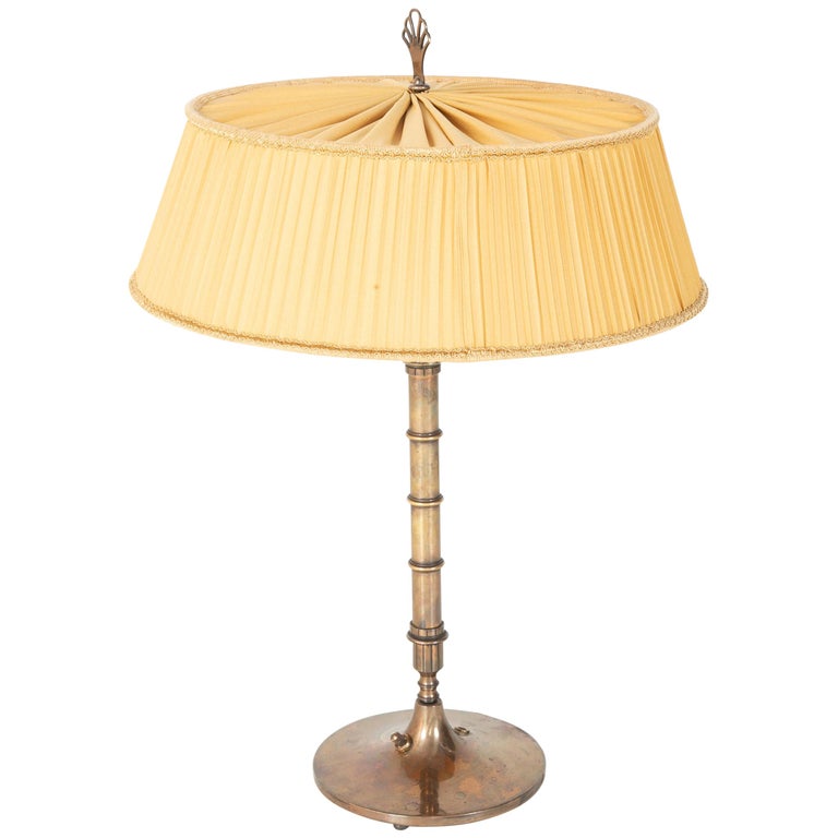 Bronze Lamp with Silk Shade by Harald Elof Notini for Bohlmarks at 1stDibs