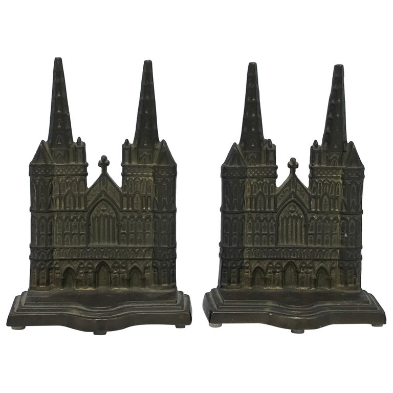 Bronze Litchfield Cathedral Church Bookends, Pair, 1960s at 1stDibs