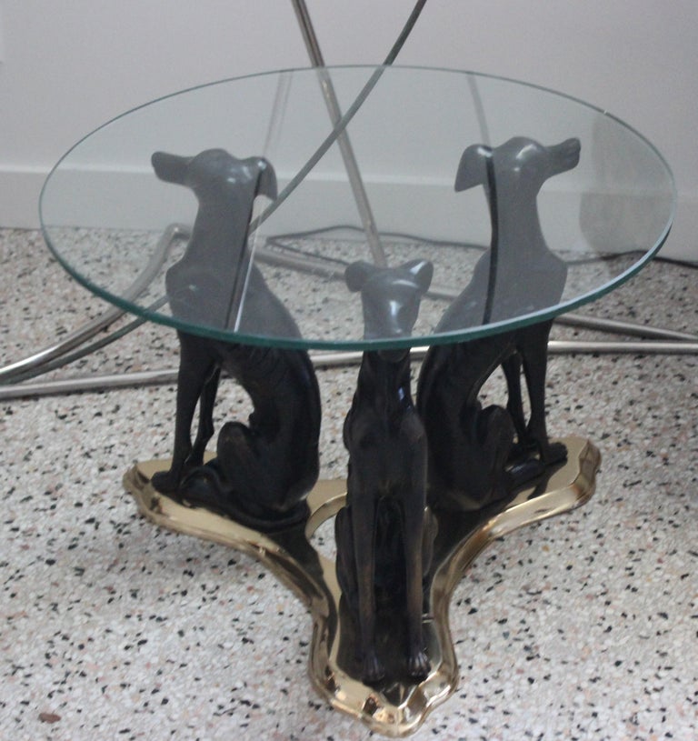 Bronze Maitland Smith Cocktail Table with Three Greyhound Whippet ...