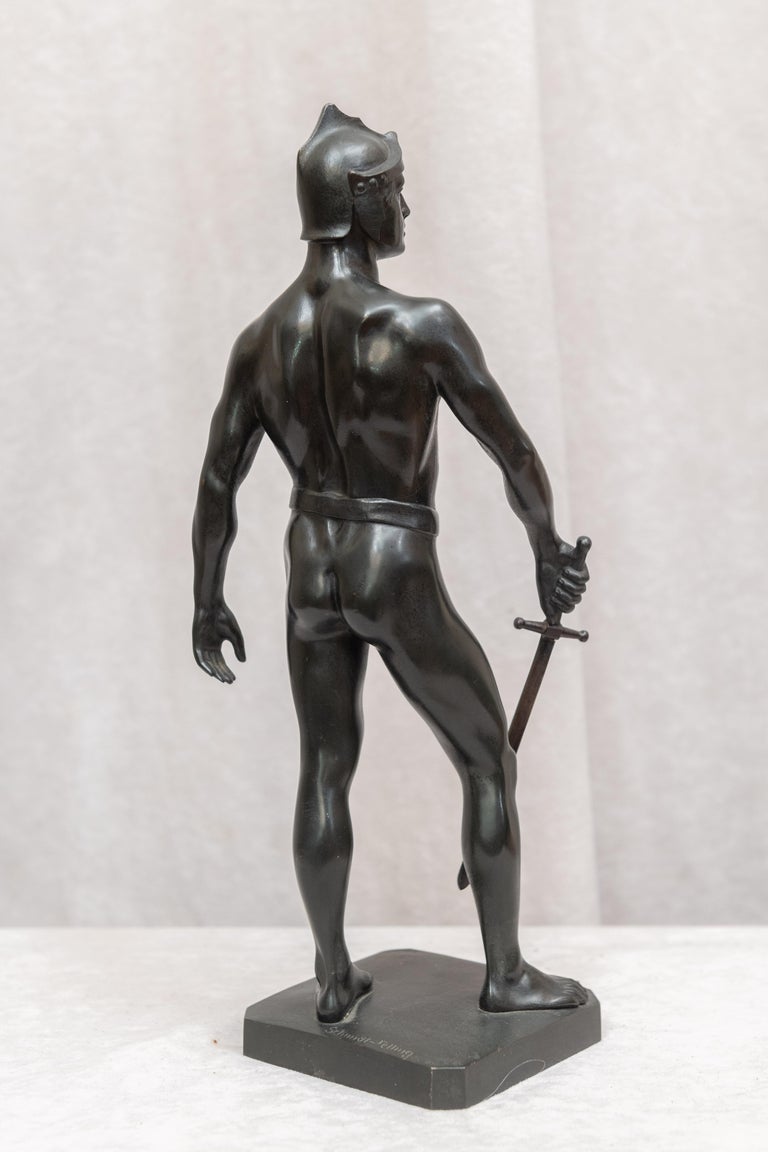 Bronze Male Figure of Handsome Young Warrior, Artist Signed, German ...