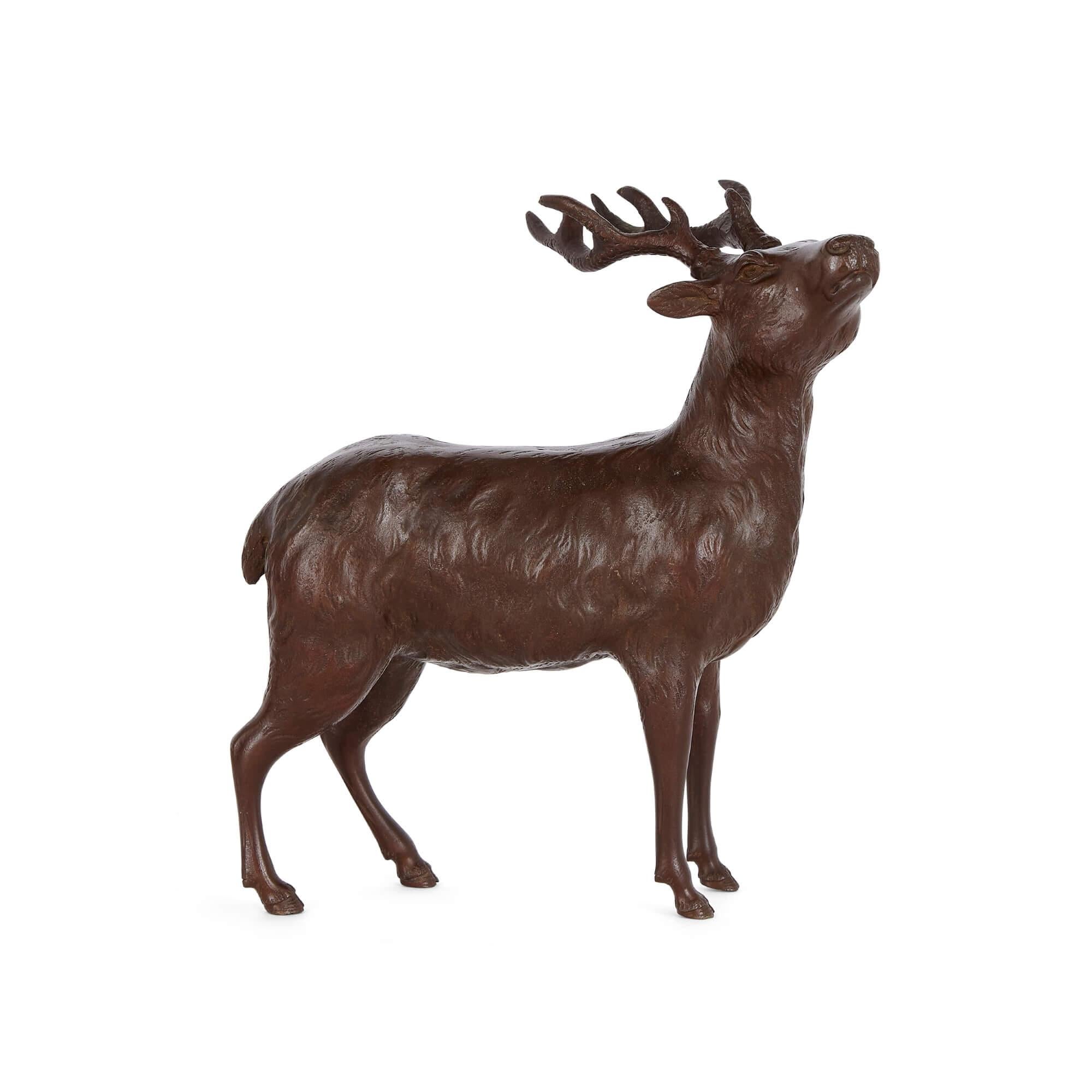 Bronze Meiji Period Sculpture of Jurōjin, God of Longevity, with Deer ...