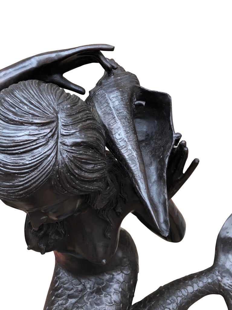 Bronze Mermaid Fountain Garden Statue Siren Female Figurine, 20th ...