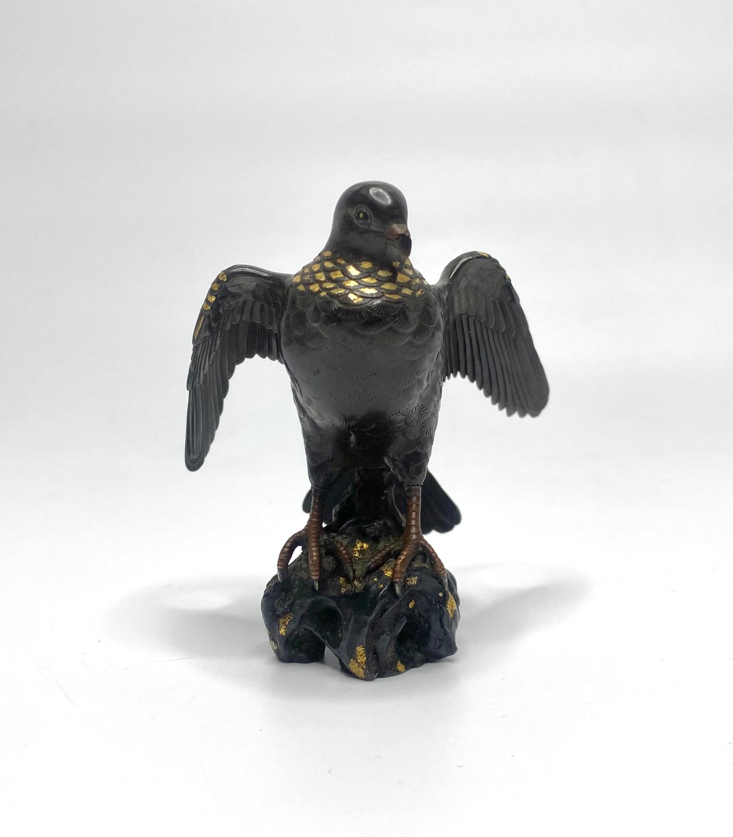 Bronze and mixed metal pigeon okimono, c. 1890, Meiji Period. For Sale ...