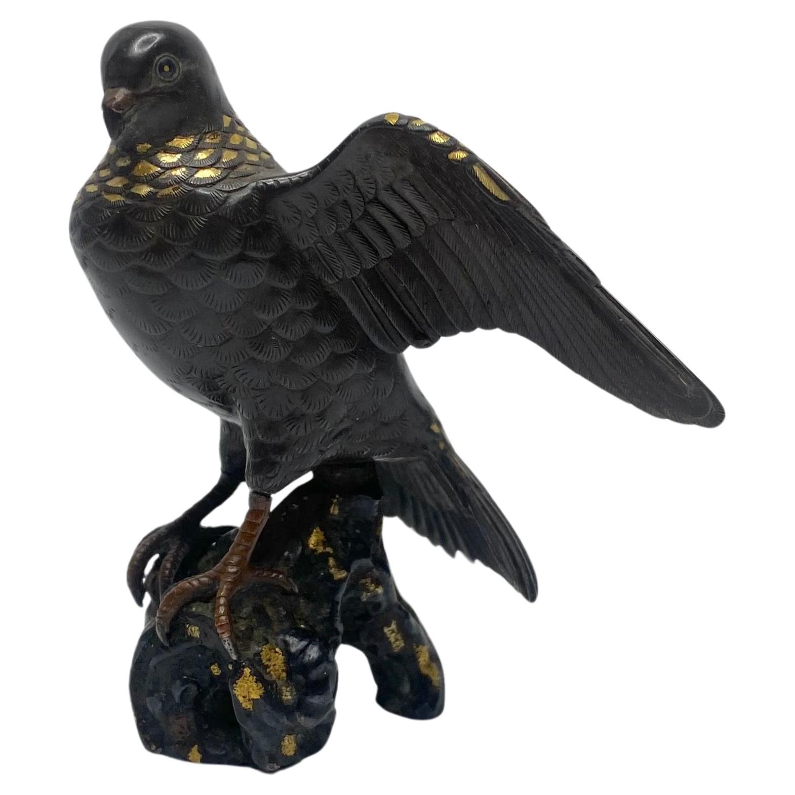 Bronze and mixed metal pigeon okimono, c. 1890, Meiji Period. For Sale ...