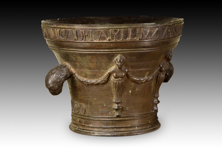 Bronze mortar. Carlos Fenollera, Valencia, Spain, 1790. For Sale at 1stDibs