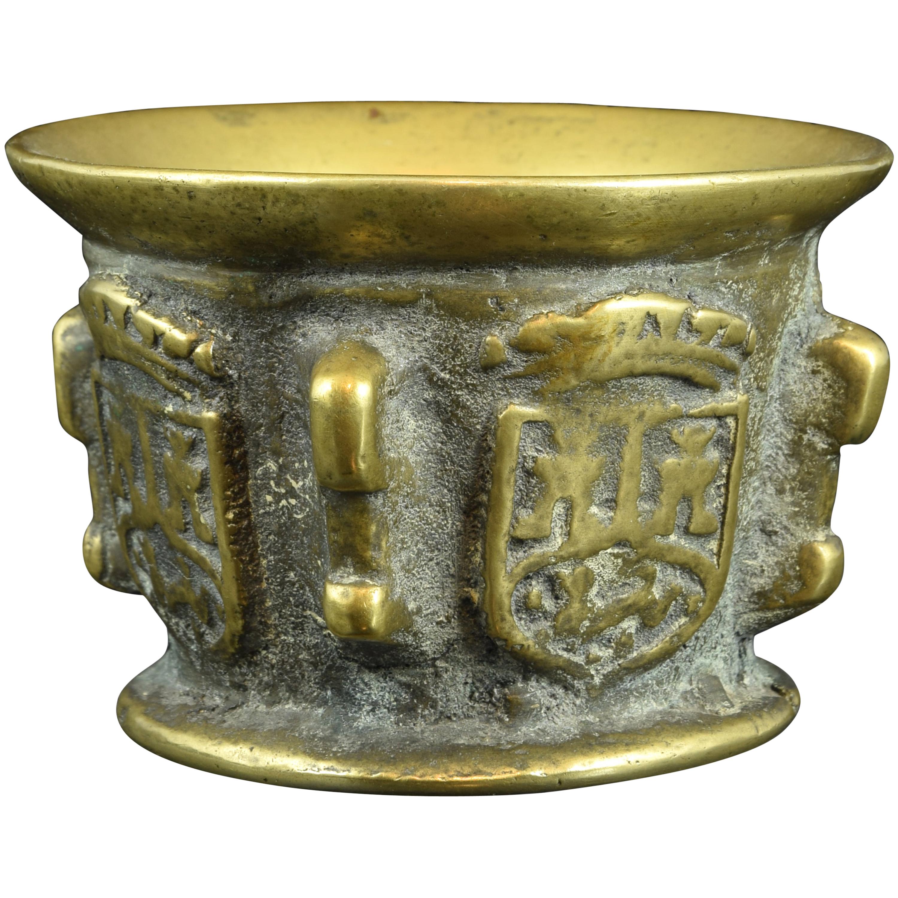 Bronze Mortar with Heraldry, 17th Century at 1stDibs