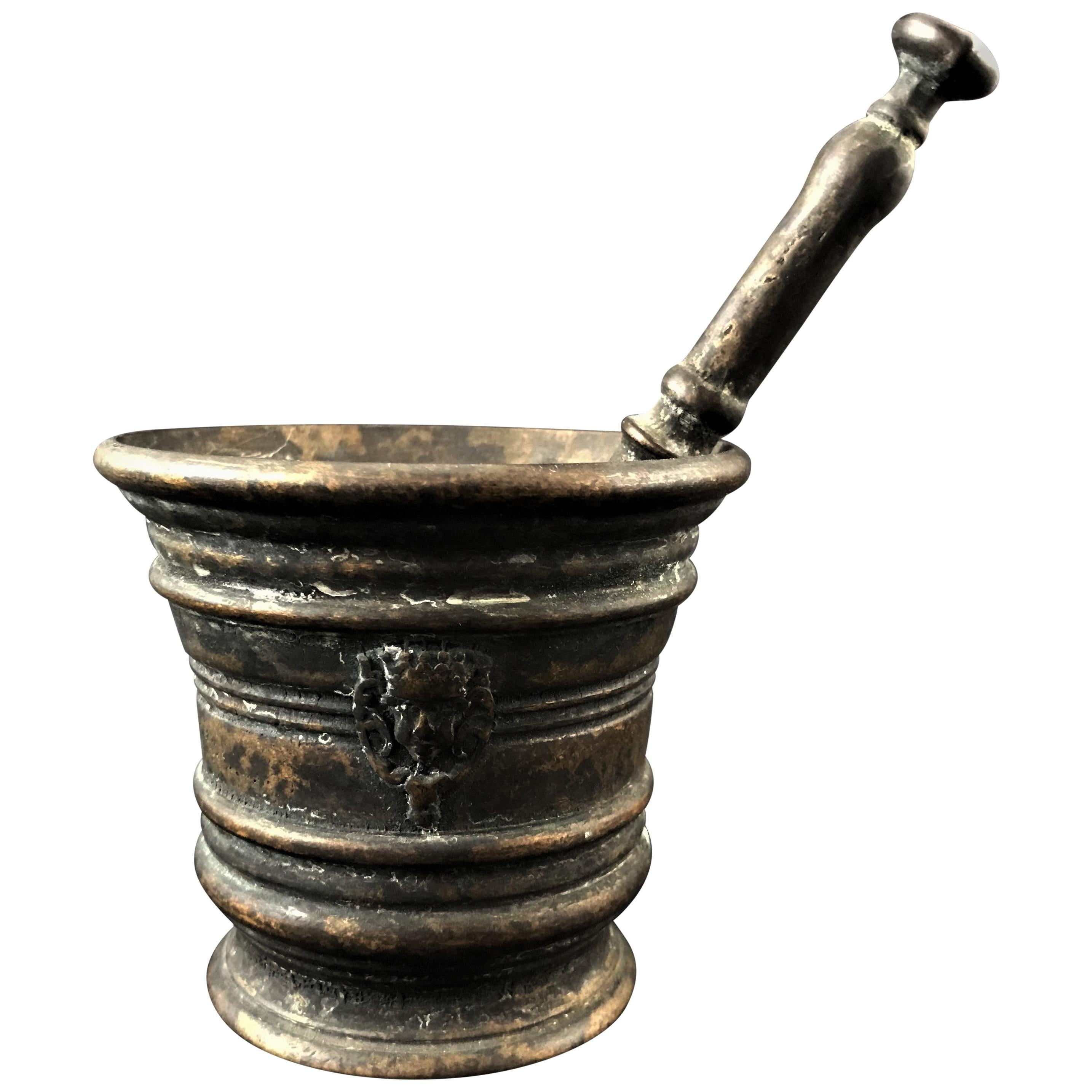 Antique Bronze Mortar, Handmade with Pestle, Original Patina For Sale ...