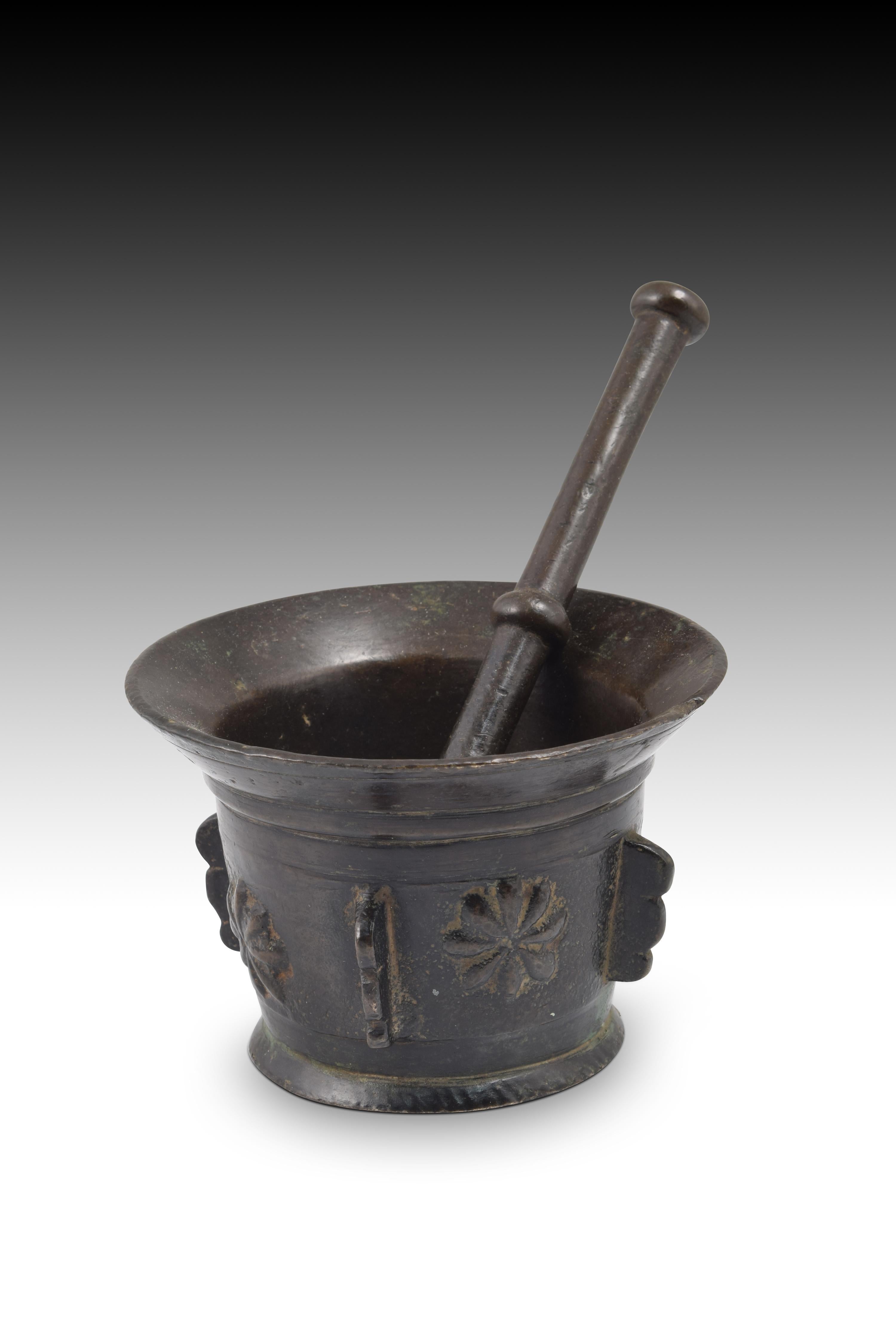 Bronze Mortar with Pestle, Spain, 17th Century at 1stDibs