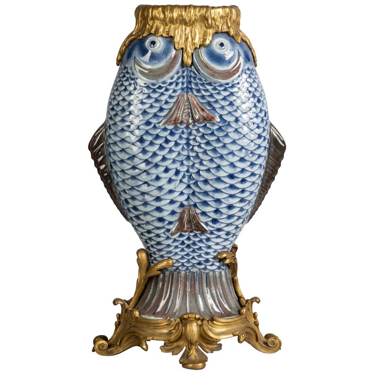Bronze Mounted Chinese Porcelain "Double-Fish" Vase, circa 1840 For ...