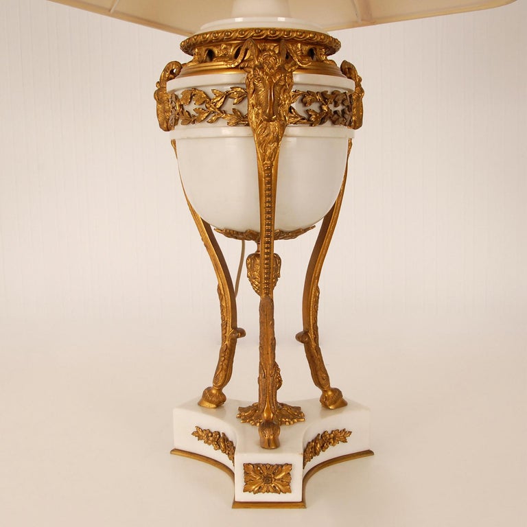 Victorian Gold Gilded Bronze Table Lamp White Carrara Marble Athenian ...