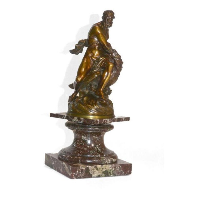Bronze Mythological Subjects Man Raising an Eagle Xixth For Sale at 1stDibs