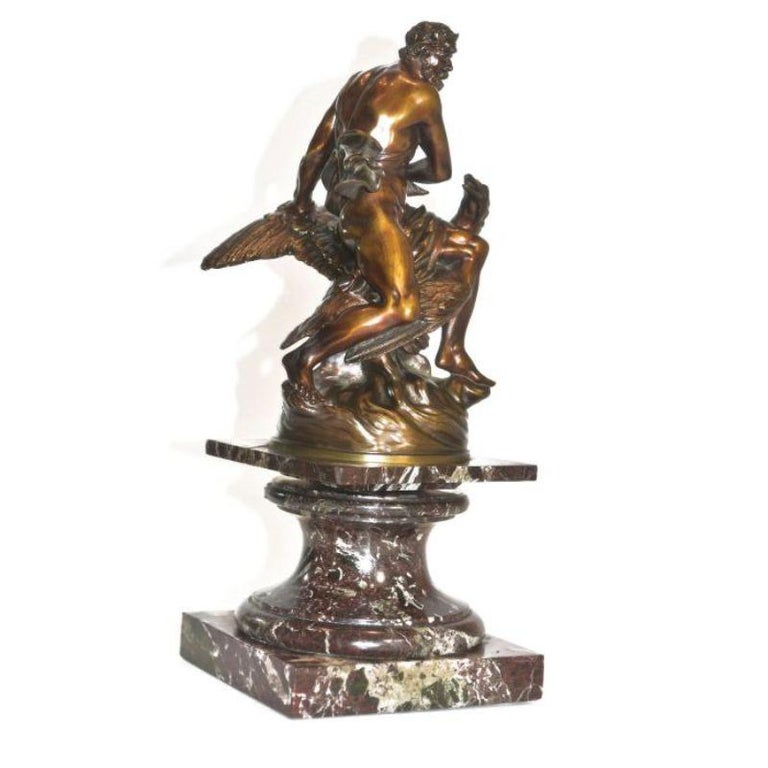 Bronze Mythological Subjects Man Raising an Eagle Xixth For Sale at 1stDibs
