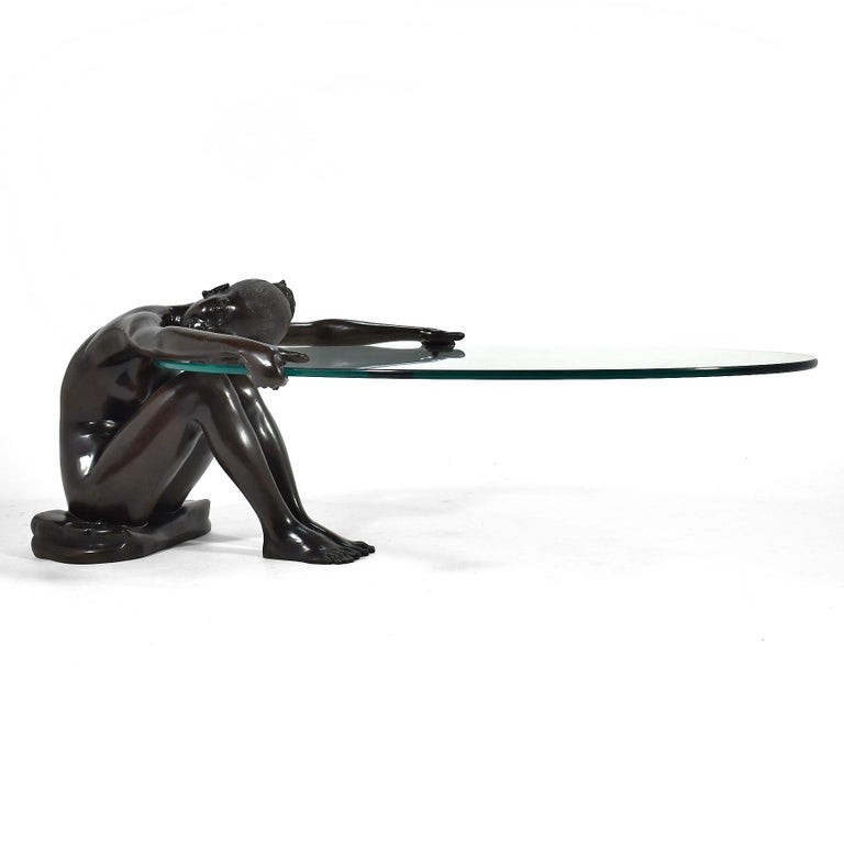 Bronze Nude Figure Coffee Table For Sale at 1stDibs