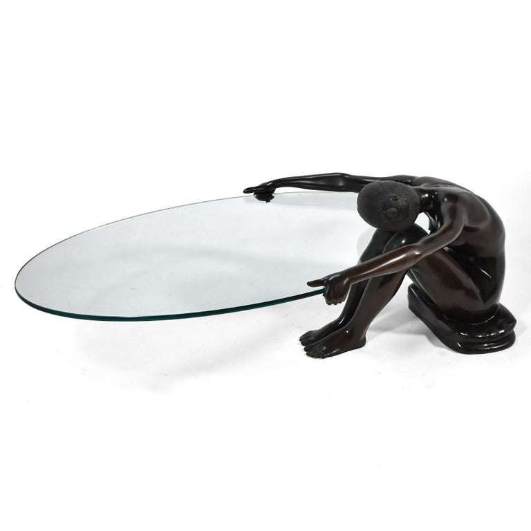 Bronze Nude Figure Coffee Table For Sale at 1stDibs