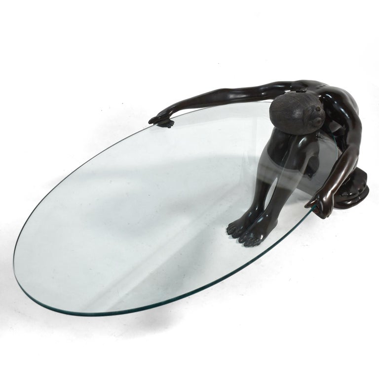 Bronze Nude Figure Coffee Table For Sale at 1stDibs
