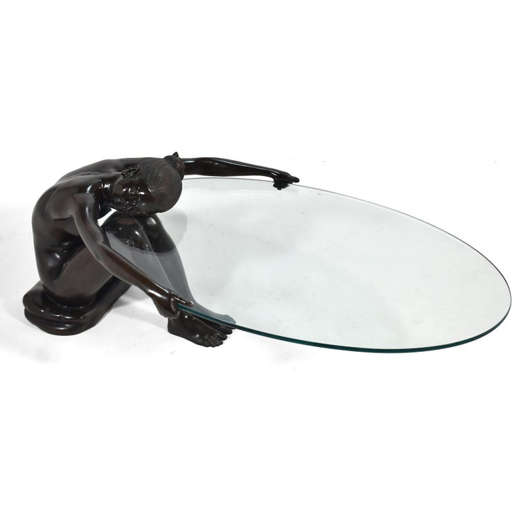 Bronze Nude Figure Coffee Table For Sale at 1stDibs