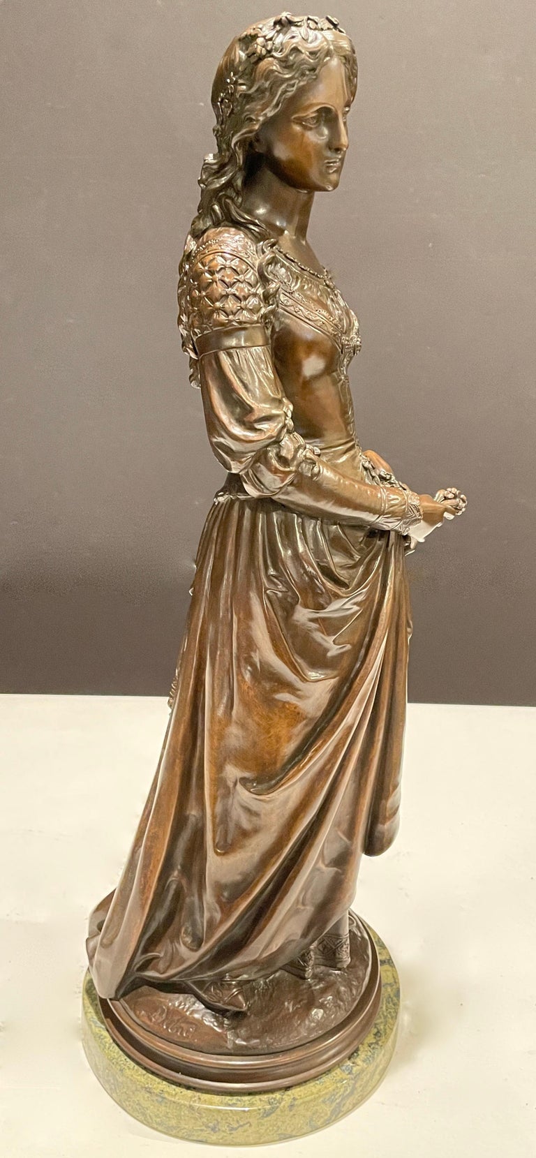 Bronze of Young Woman with Flowers by Marcel Debut For Sale at 1stDibs