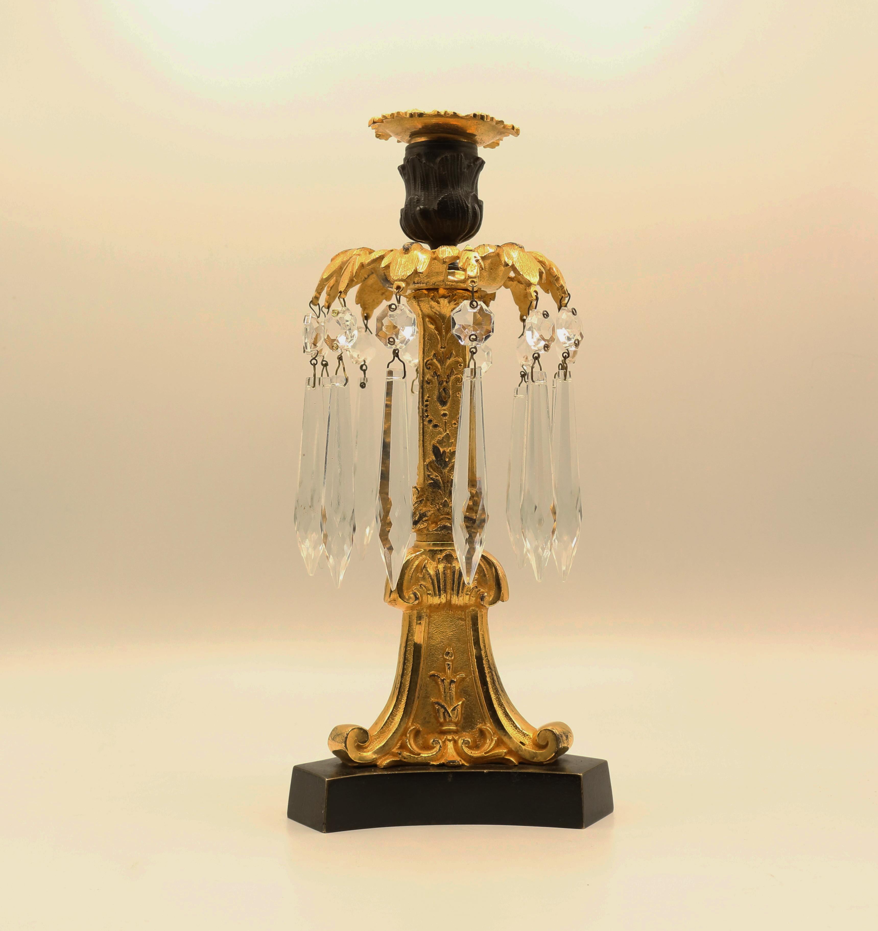 Bronze and Ormolu Lustre Candlesticks at 1stDibs