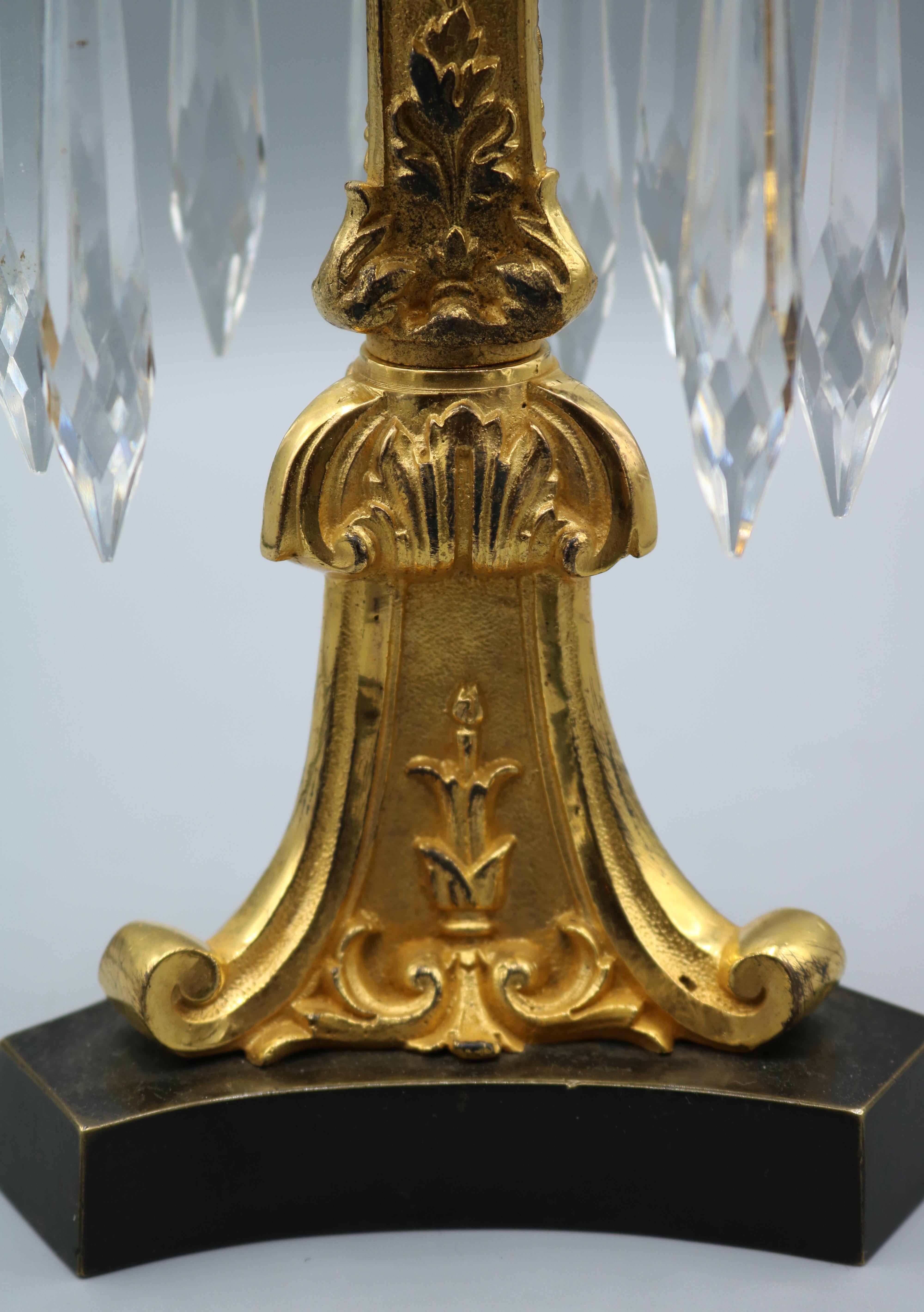 Bronze and Ormolu Lustre Candlesticks at 1stDibs