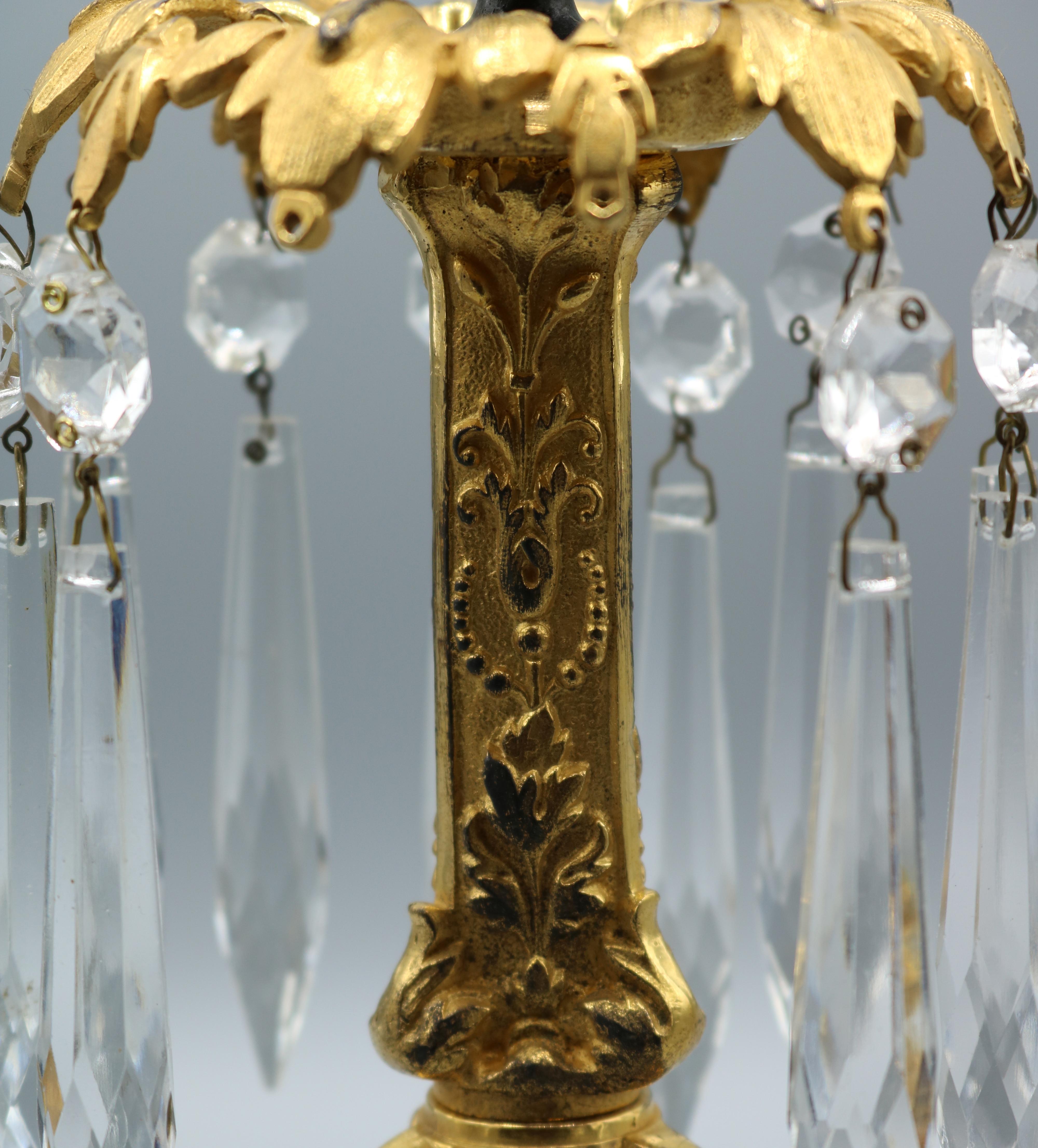 Bronze and Ormolu Lustre Candlesticks at 1stDibs