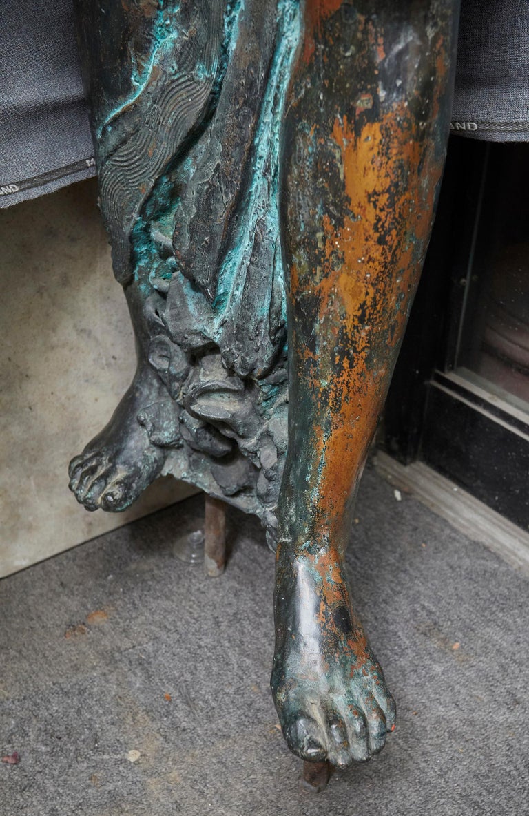Bronze Patinated Nude Woman On The Wave By Györgyi Lantos For Sale At
