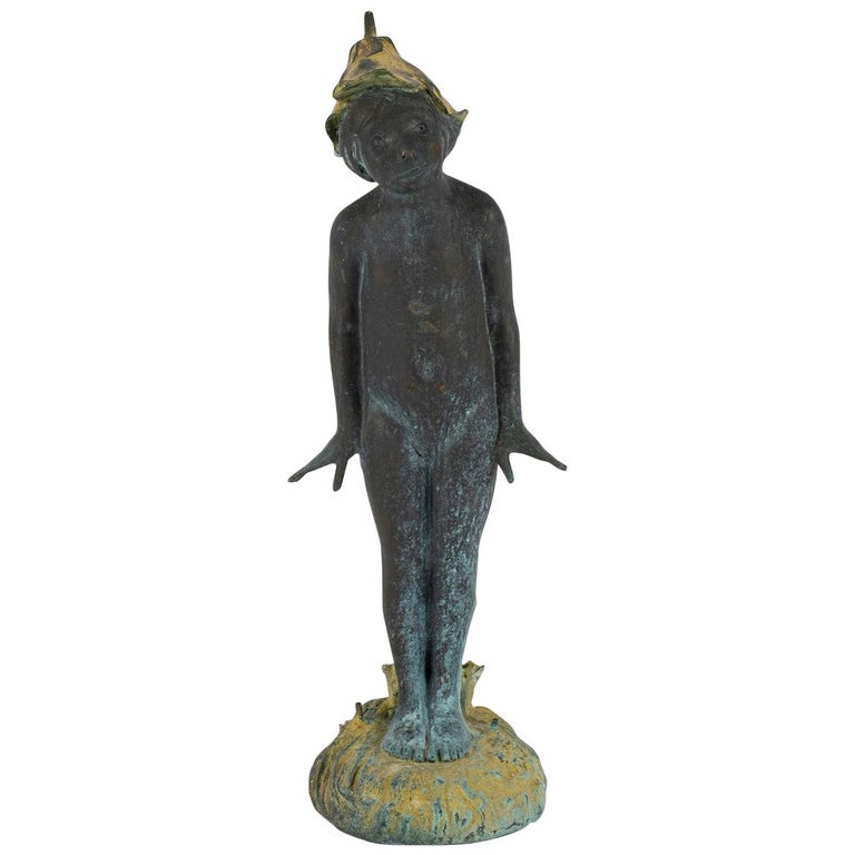 Bronze Pixie Fairy Garden Statue Fountain at 1stDibs