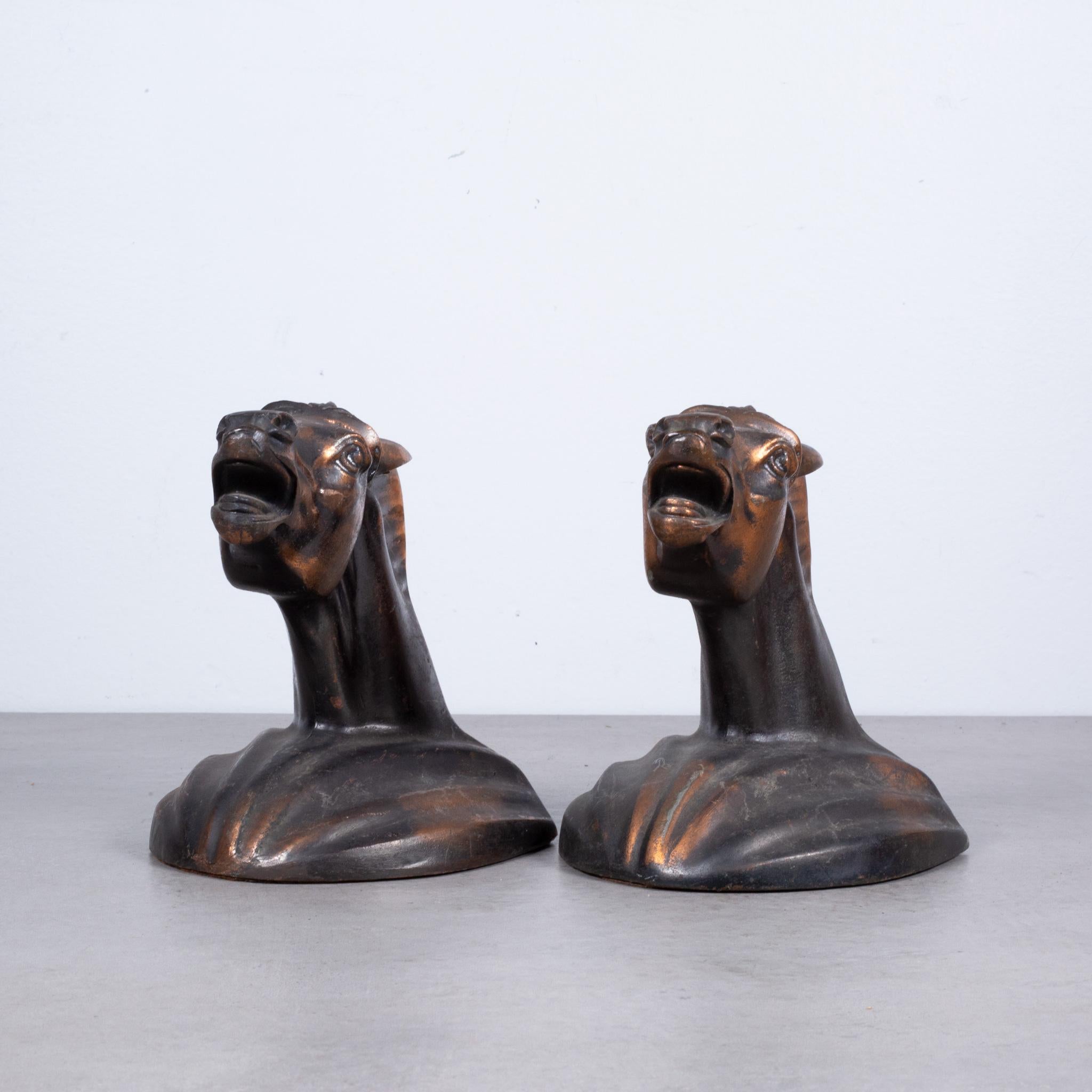 Bronze Plated Art Deco Horse Head Bookends, circa 1930 at 1stDibs
