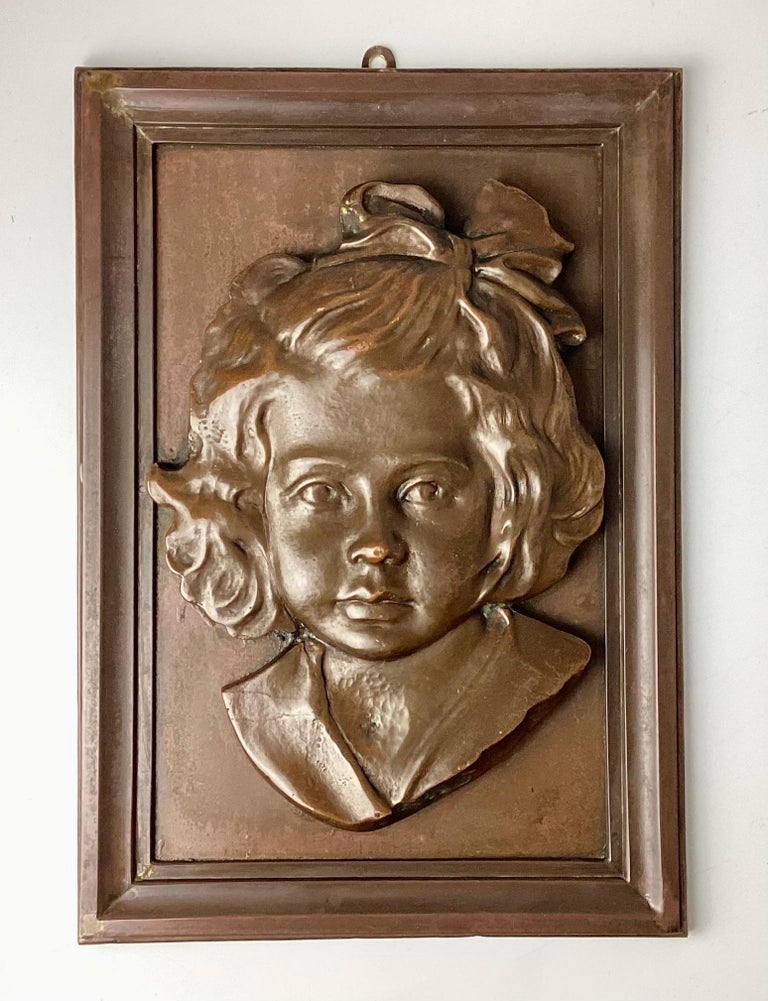 Bronze Portrait Plaque of a Young Girl For Sale at 1stDibs
