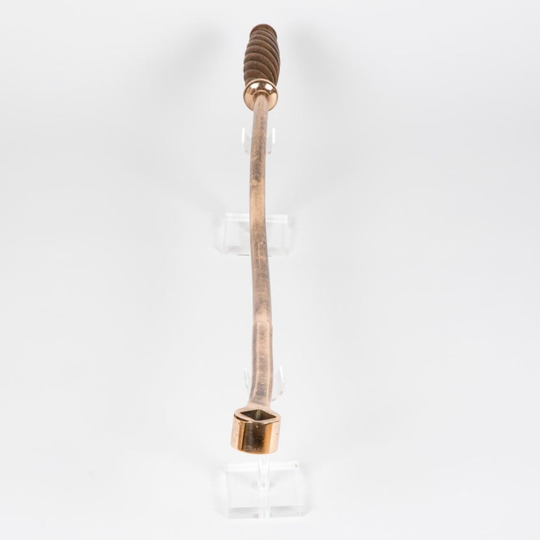 Bronze Rudder Tiller Arm with Rope Twist Handle For Sale at 1stDibs