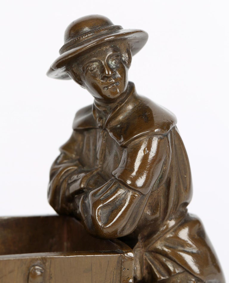 Bronze Sculptural Model of a Collier With his Coal Trolley For Sale at ...