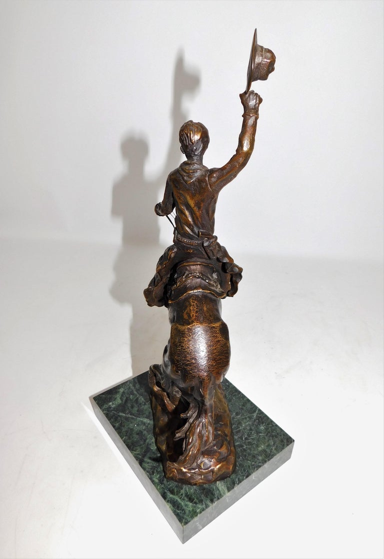 Bronze Sculpture Austrian Carl Kauba Rodeo Cowboy Marble, circa 1900 ...