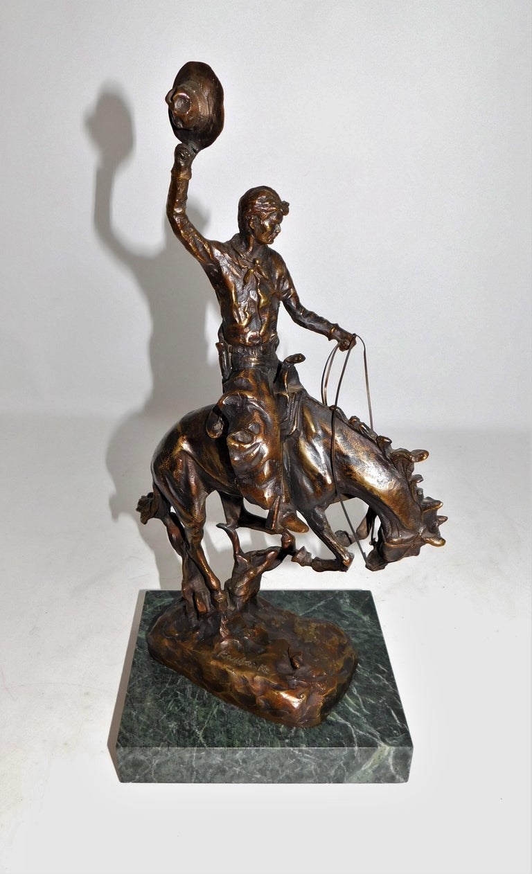 Bronze Sculpture Austrian Carl Kauba Rodeo Cowboy Marble, circa 1900 ...