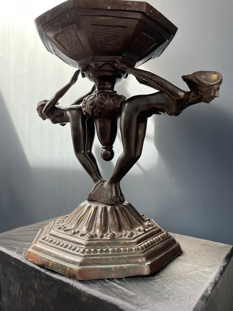 Bronze Sculpture Bird Bath by Listed Artist Joseph 'Guiseppe' d'Aste, c ...