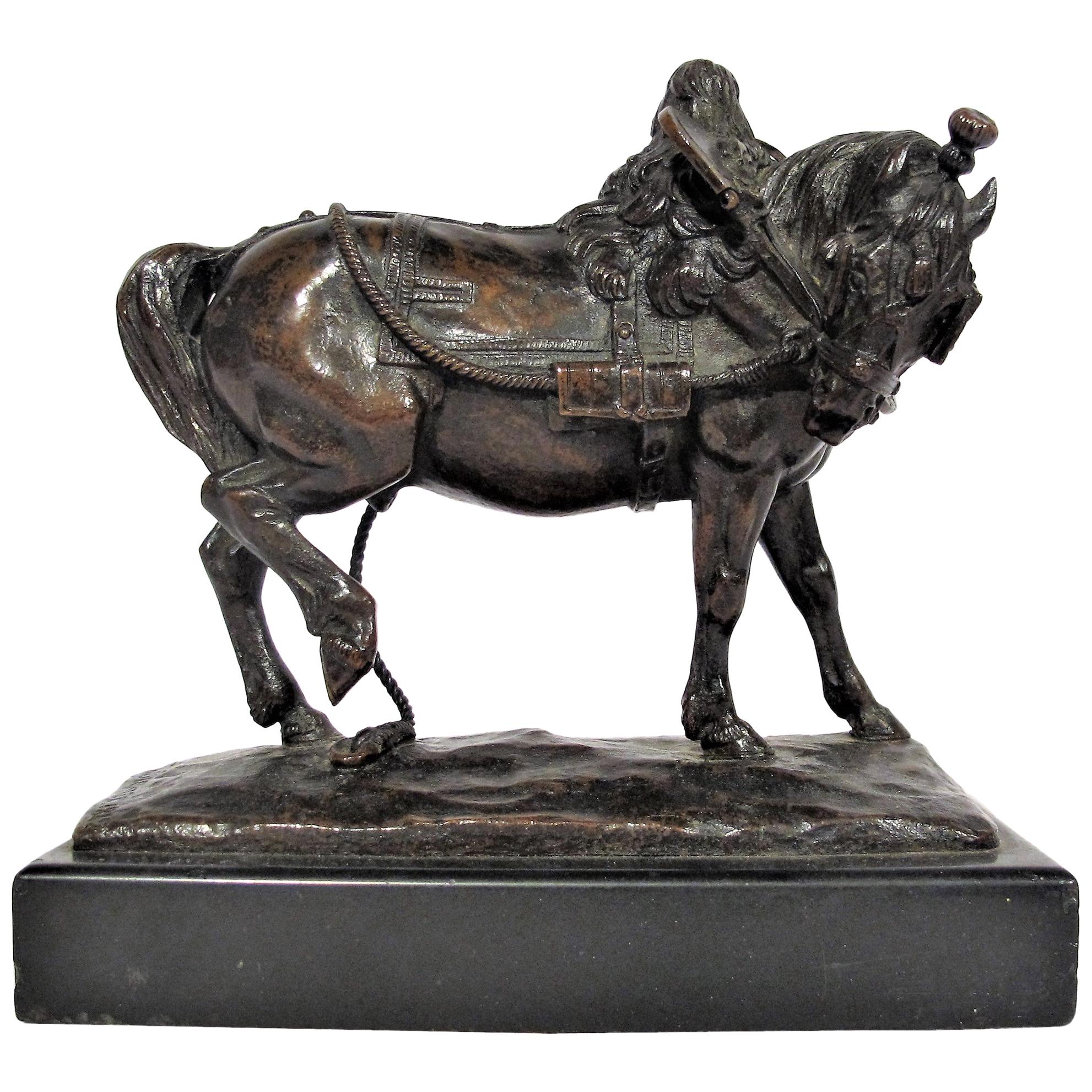 Bronze Sculpture by Théodore Gechter '1796-1844', Harnessed Workhorse ...