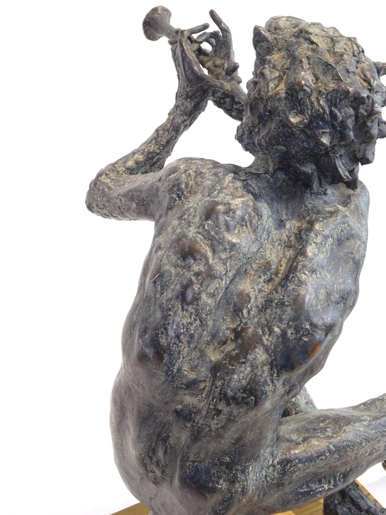 Bronze sculpture "Faun with flute" by Augusto MURER, 1979 For Sale at ...