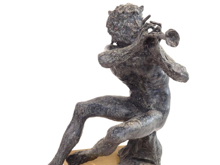Bronze sculpture "Faun with flute" by Augusto MURER, 1979 For Sale at ...