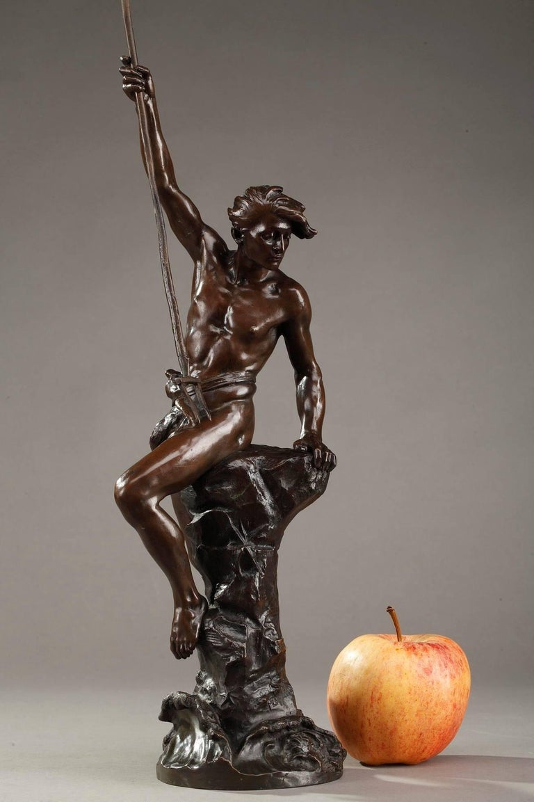 Bronze Sculpture Fisherman with Harpoon by Ernest Justin Ferrand at 1stDibs