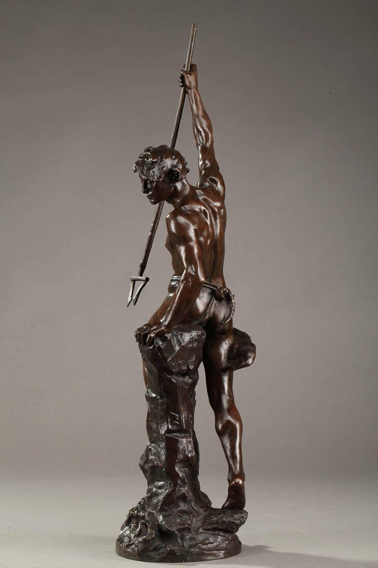 Bronze Sculpture Fisherman with Harpoon by Ernest Justin Ferrand at 1stDibs