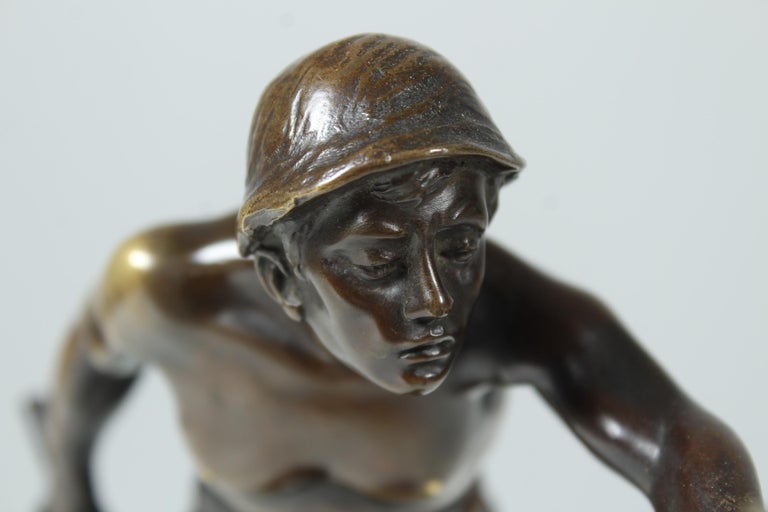 Bronze Sculpture, Miner, Signed "Warmuth" For Sale at 1stDibs