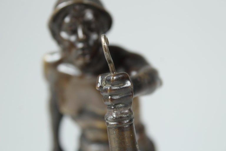 Bronze Sculpture, Miner, Signed "Warmuth" For Sale at 1stDibs