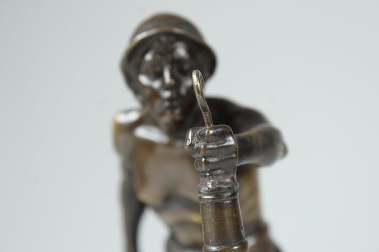 Bronze Sculpture, Miner, Signed "Warmuth" For Sale at 1stDibs