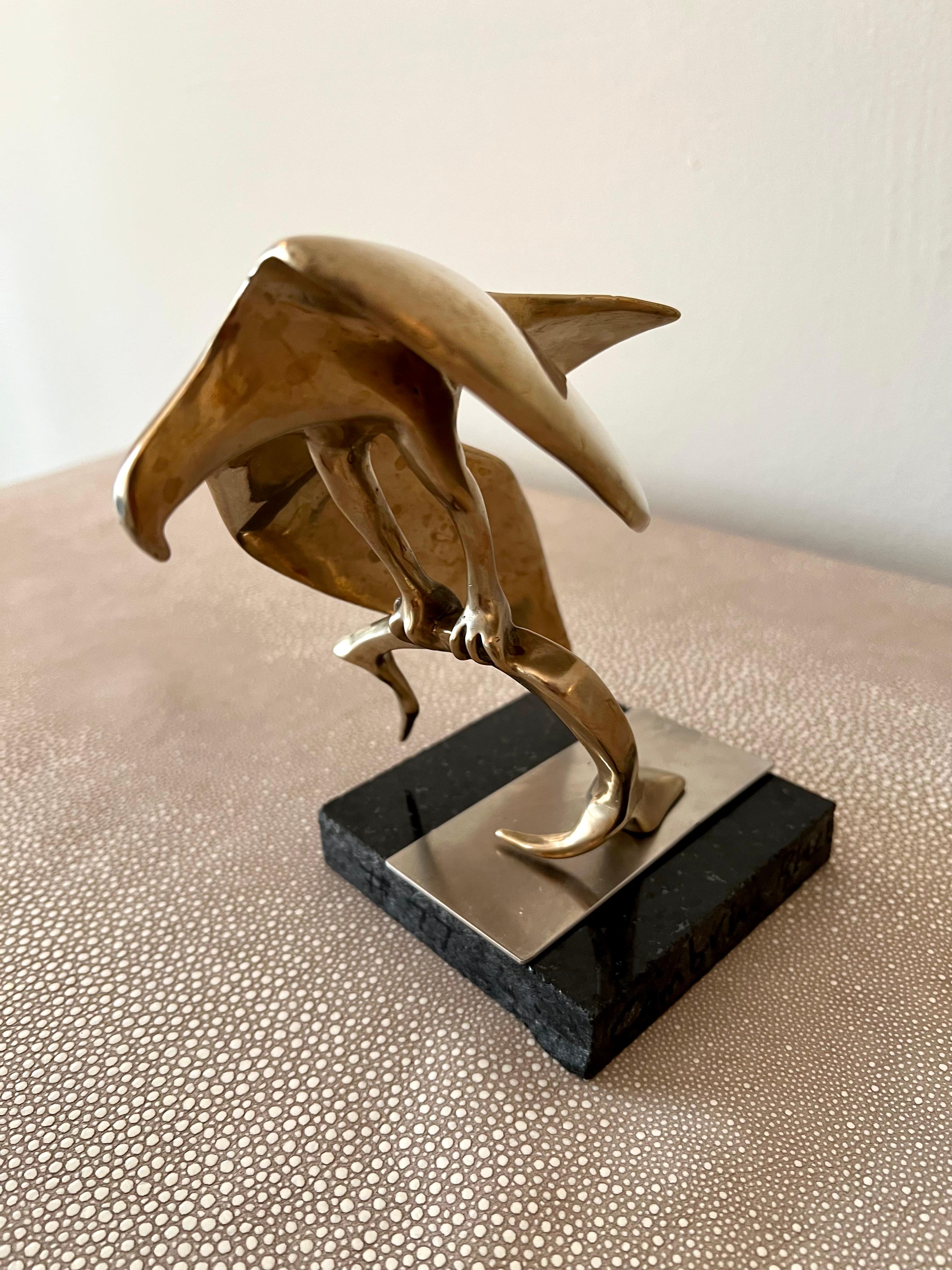 Bronze Sculpture of a Bird on Granite Base at 1stDibs