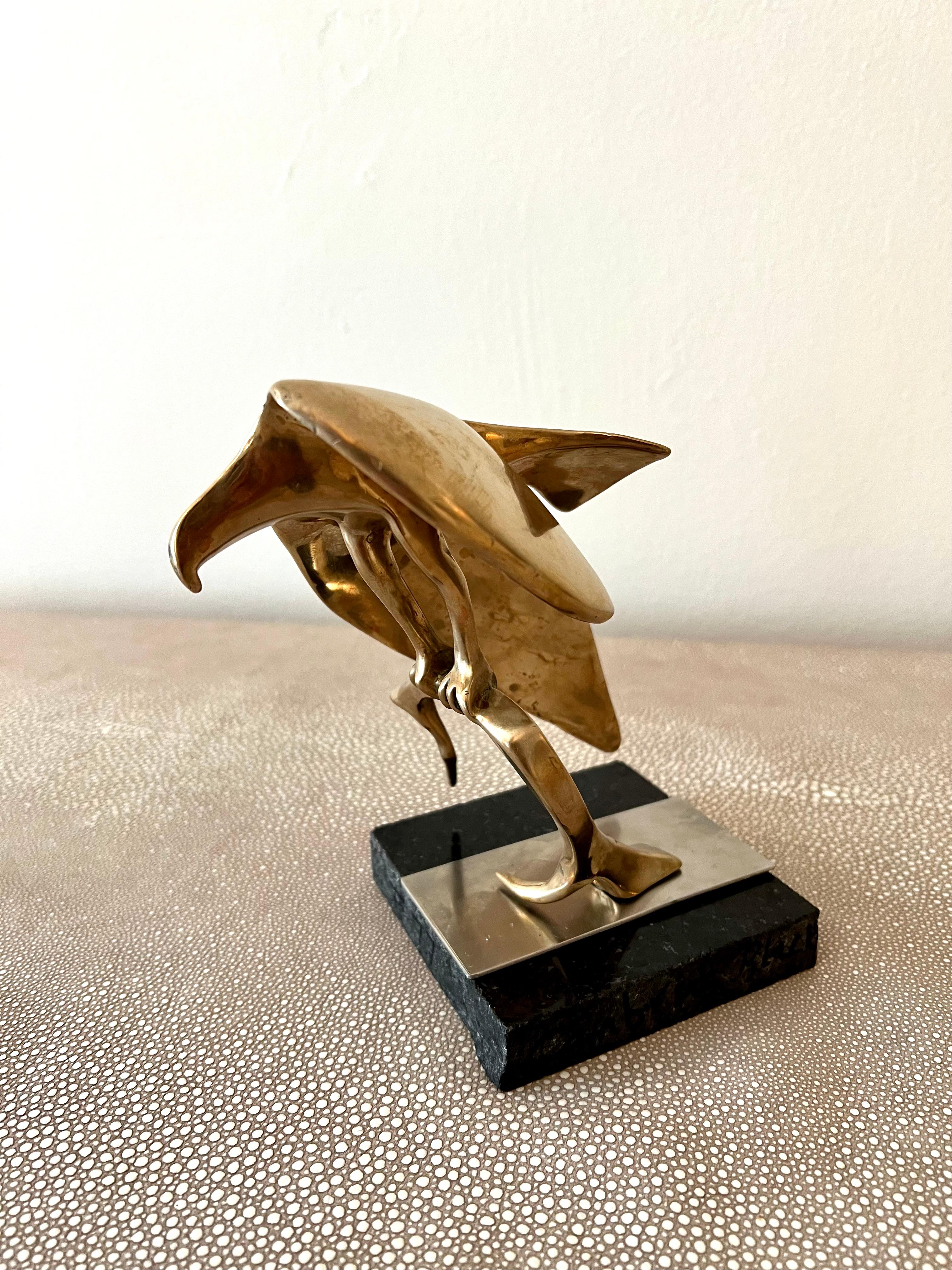 Bronze Sculpture of a Bird on Granite Base at 1stDibs